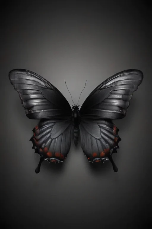 Elegant Black Butterfly Displaying Intricate Patterns Against a Dark ...