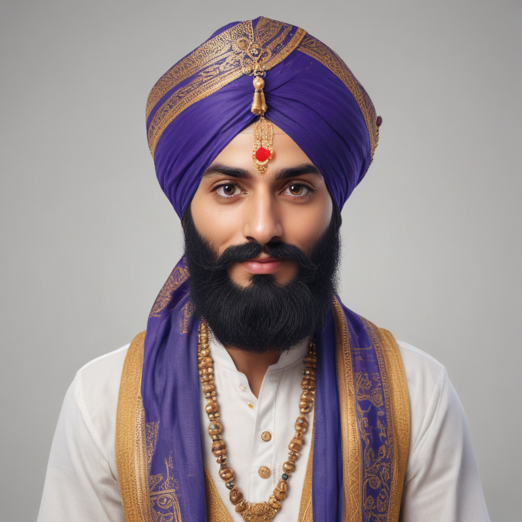 3d sikh men in traditional clothing with transparent background