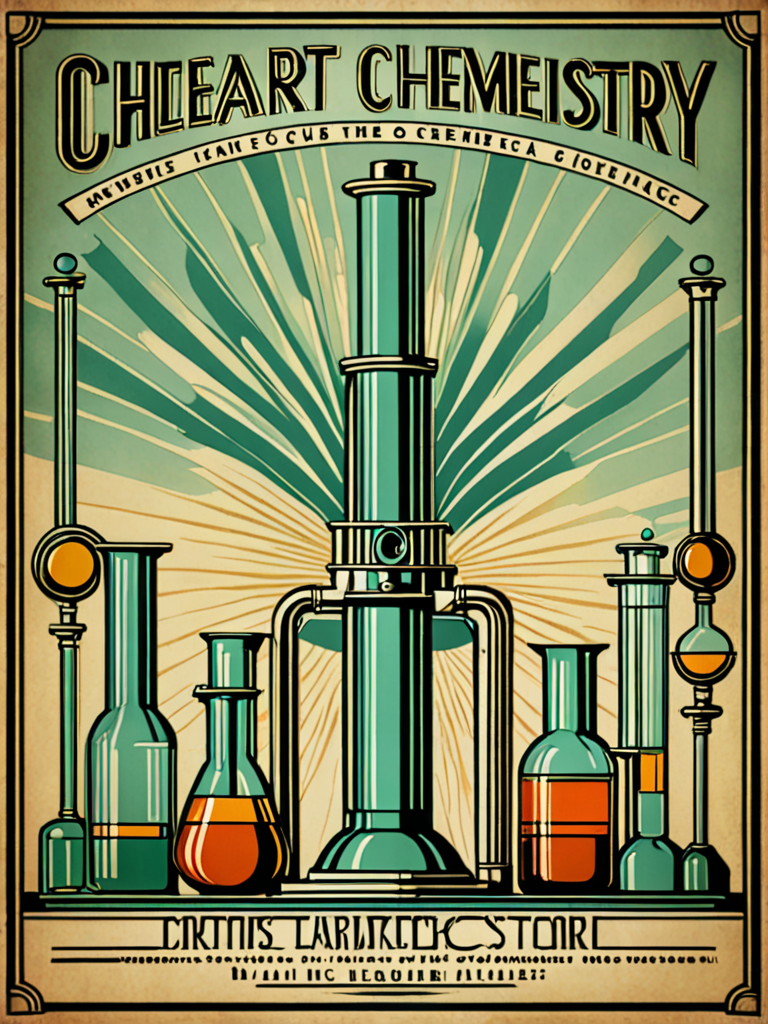 art deco chemistry industry science poster