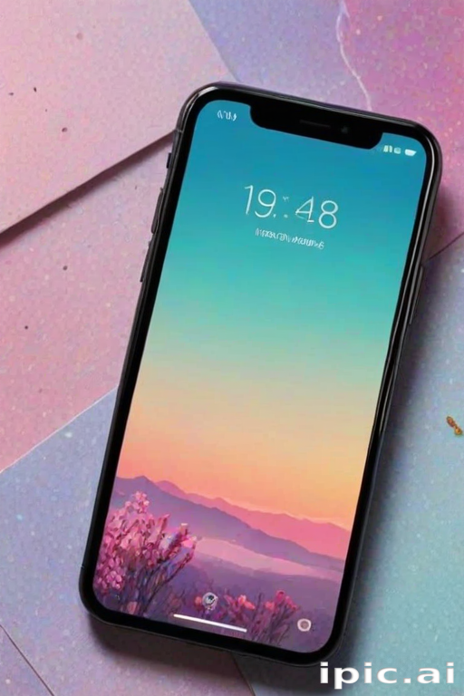 Smartphone Displaying a Serene Sunset Landscape with Colorful Gradient ...