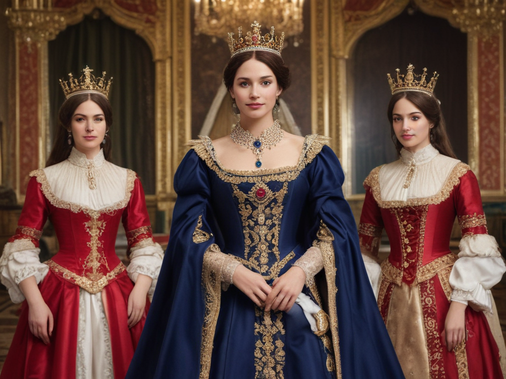 Royal queen with female servants