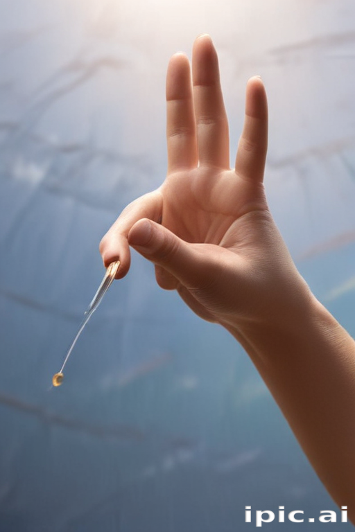 Delicate Hand Holding a Droplet Against a Soft, Dreamy Background