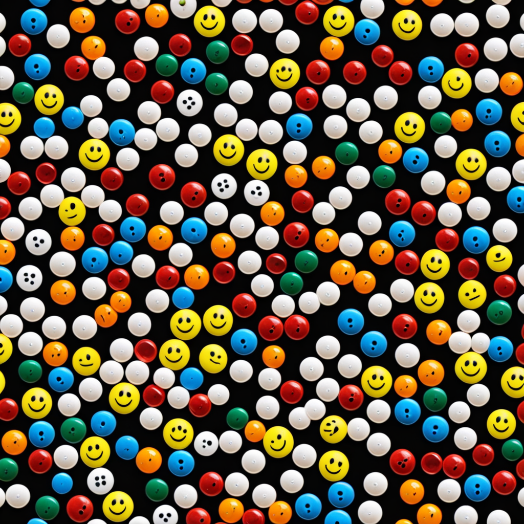 make me a picture of a smiley face made out of pills with a dark creepy ...
