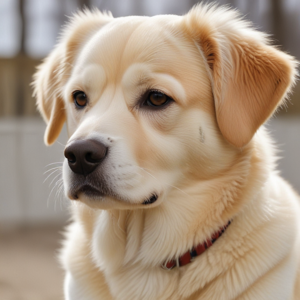A Close-Up of a Soft-Furred Dog Looking Thoughtfully into the Distance