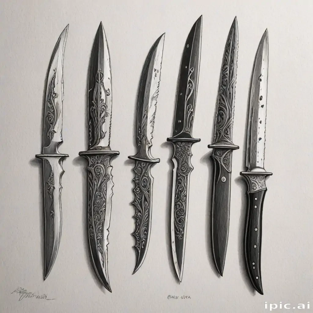 An Intricate Collection of Ornate Knives Displaying Unique Designs and ...