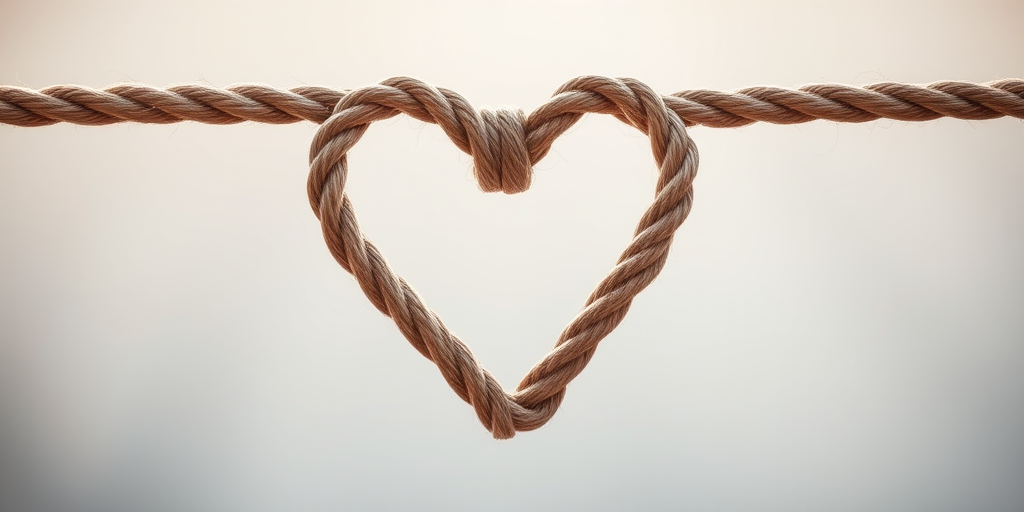 Beautifully Tied Heart Shape Formed with Natural Twisted Rope Against ...
