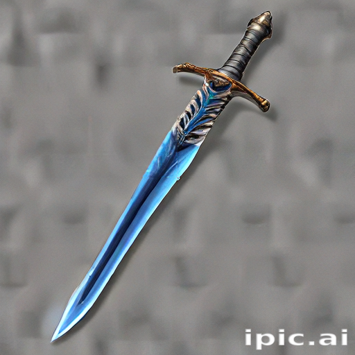 Elegant Fantasy Sword with a Glowing Blue Blade and Intricate Design