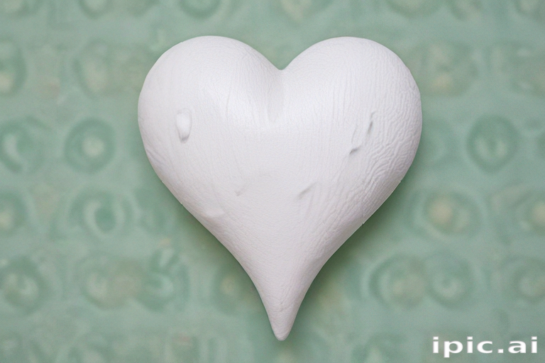 Simple White Heart Sculpture Against a Soft Green Textured Background