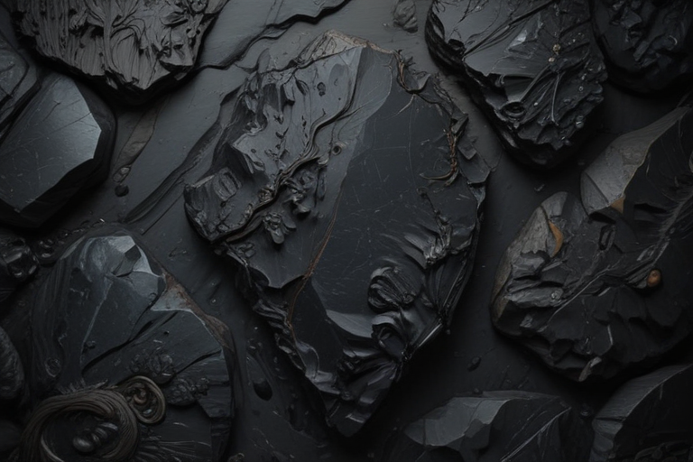 Intricate Patterns and Textures of Dark Stones Displayed on a Surface