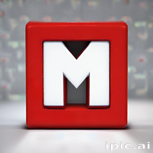 Bright Red Block with a White Letter M on a Soft Background