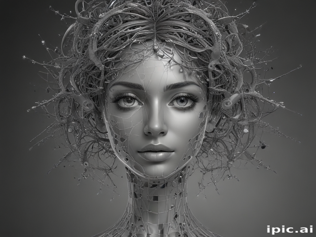 Futuristic Metallic Portrait of a Woman with Intricate Circuitry Hair ...