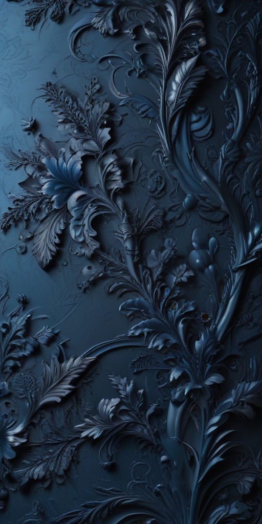 Intricate Blue Floral Patterns on a Textured Dark Background Design