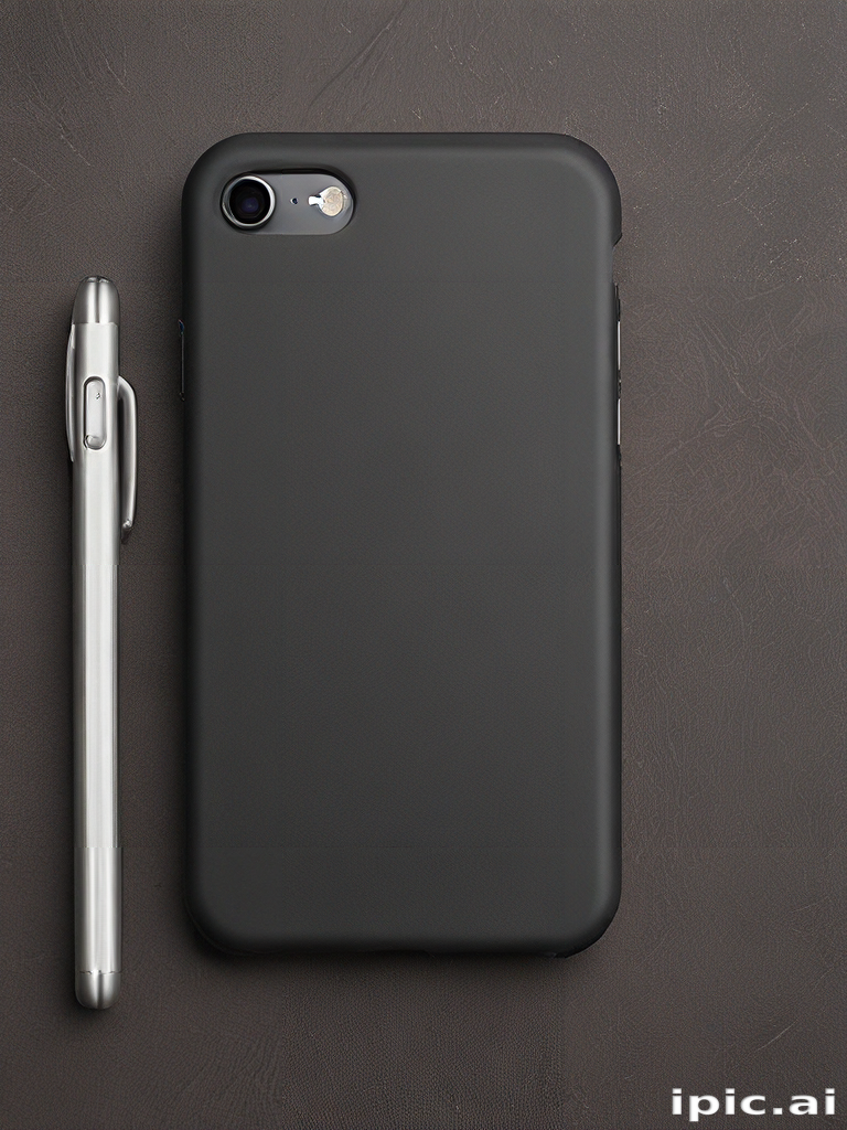 Minimalist Smartphone Case and Sleek Silver Pen on Dark Background