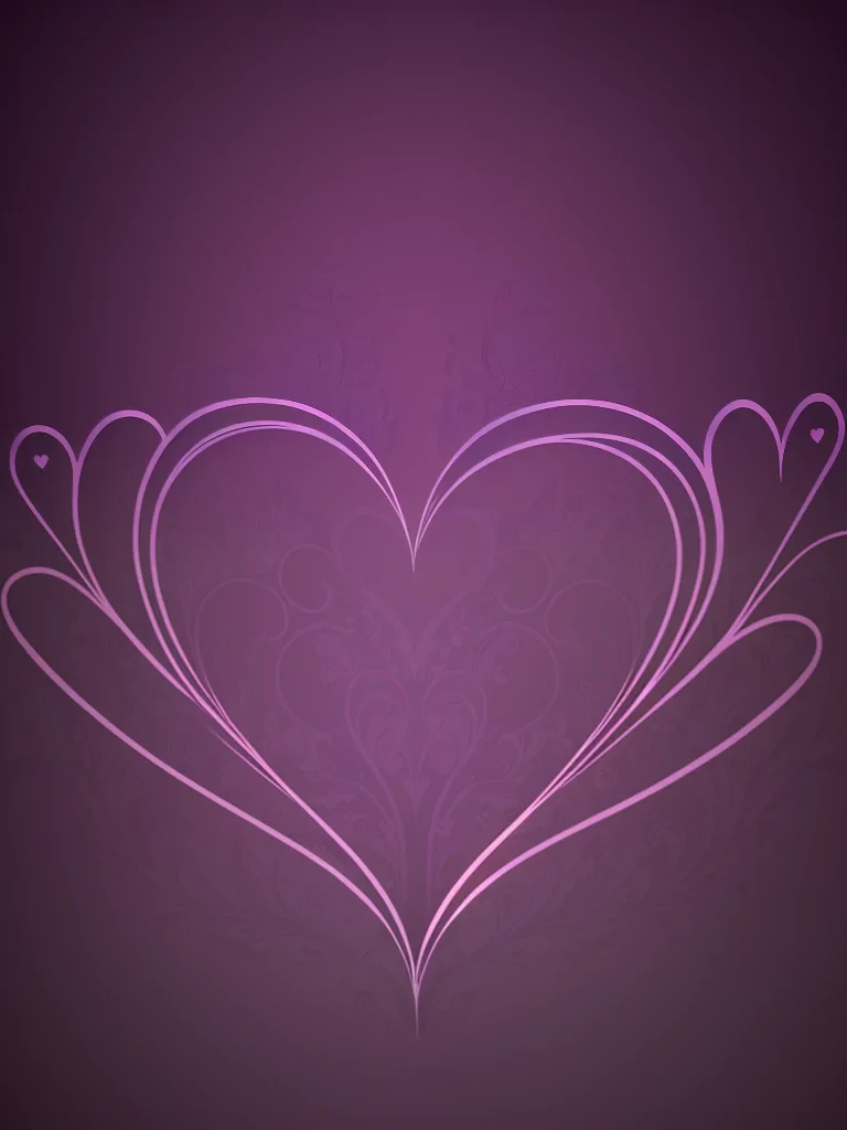 Elegant Purple Heart Design with Intricate Swirls and Delicate Patterns