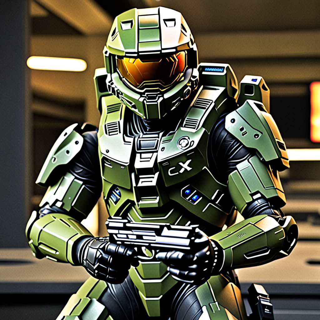 Master chief playing Xbox