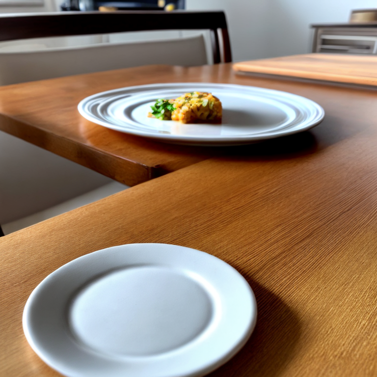 Empty dinner table with plates with leftovers, two empty seats
