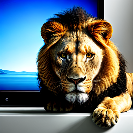 Lion watching Television