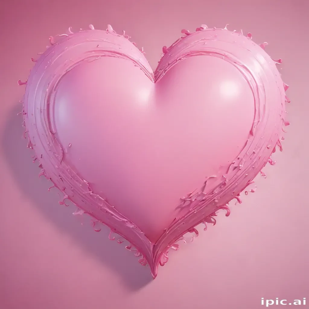 Glossy Pink Heart Shaped Sculpture Dripping with Vibrant Liquid Texture