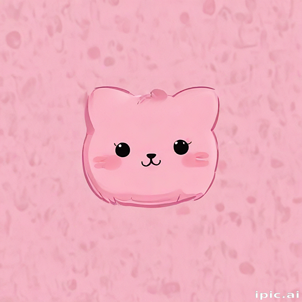 Adorable Pink Cat Face with Cute Features Against a Soft Pink Background