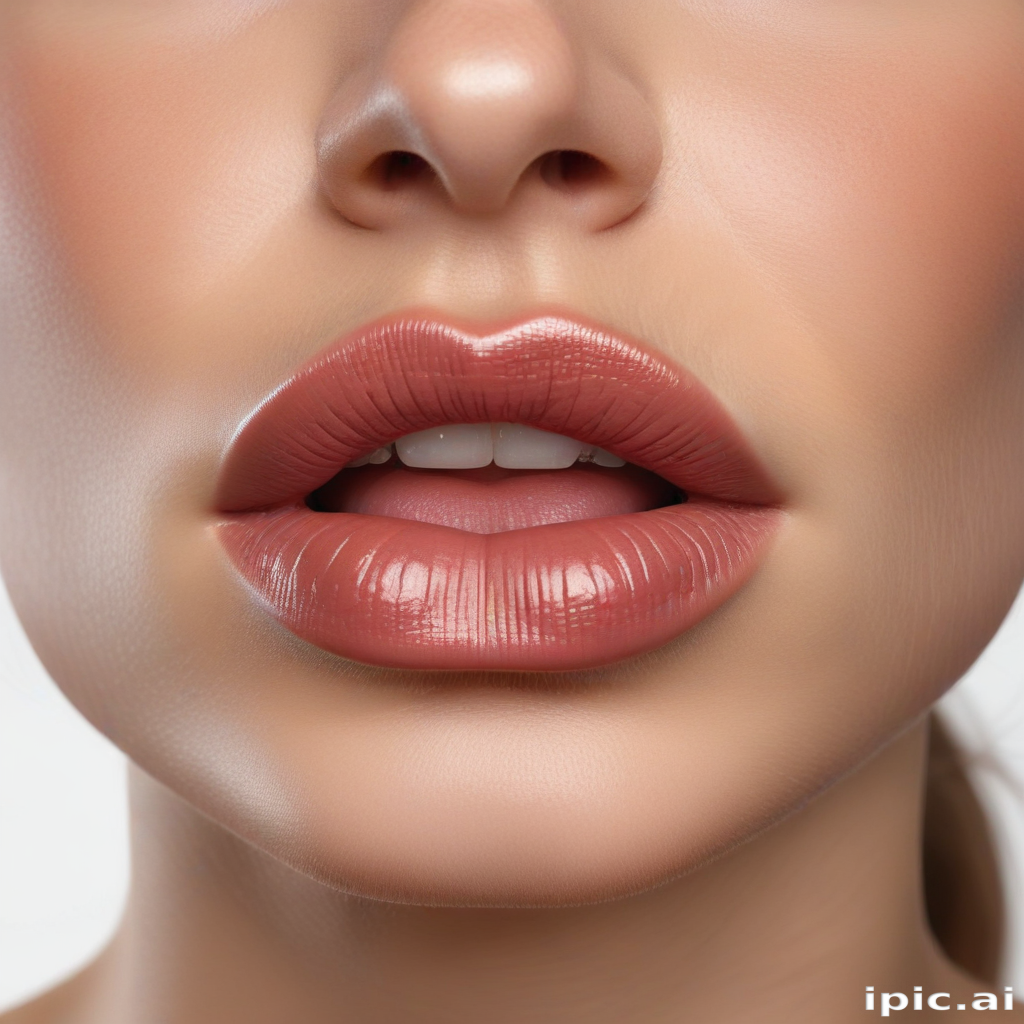 Close-Up of a Beautiful Pair of Glossy, Full Lips and Skin