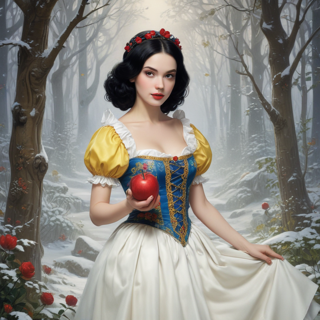 an enchanting illustration for the timeless fairy tale "Snow White"