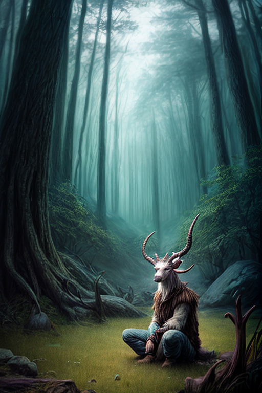 The Lost Bethel (sad creature with horns in a fantasy scene)