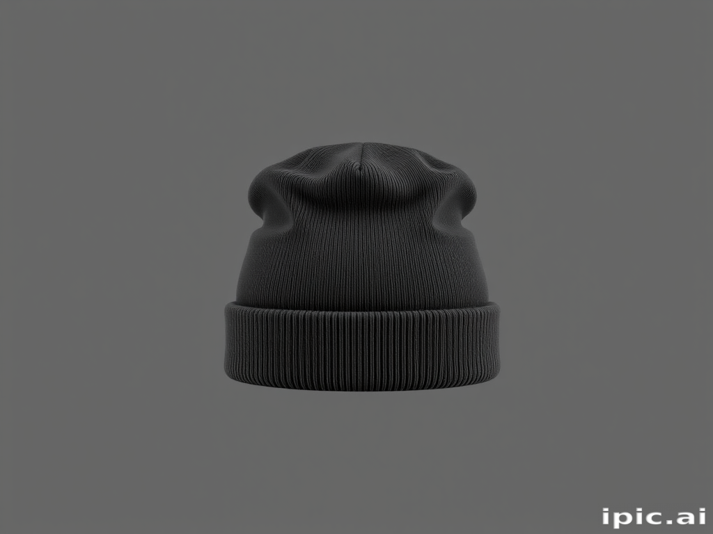 Stylish Black Beanie Hat with a Soft Ribbed Texture for Winter Fashion