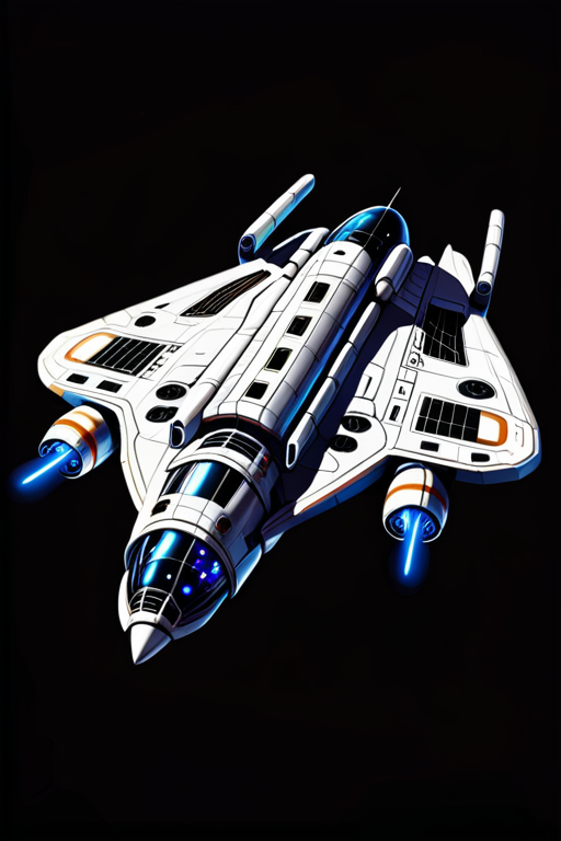 Futuristic Spacecraft with Sleek Design and Powerful Thrusters in Action