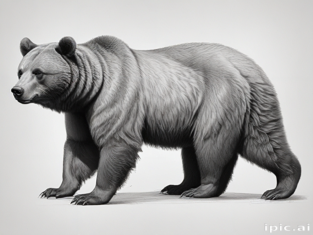 A Majestic Gray Bear Standing Proudly Against a Simple Background.