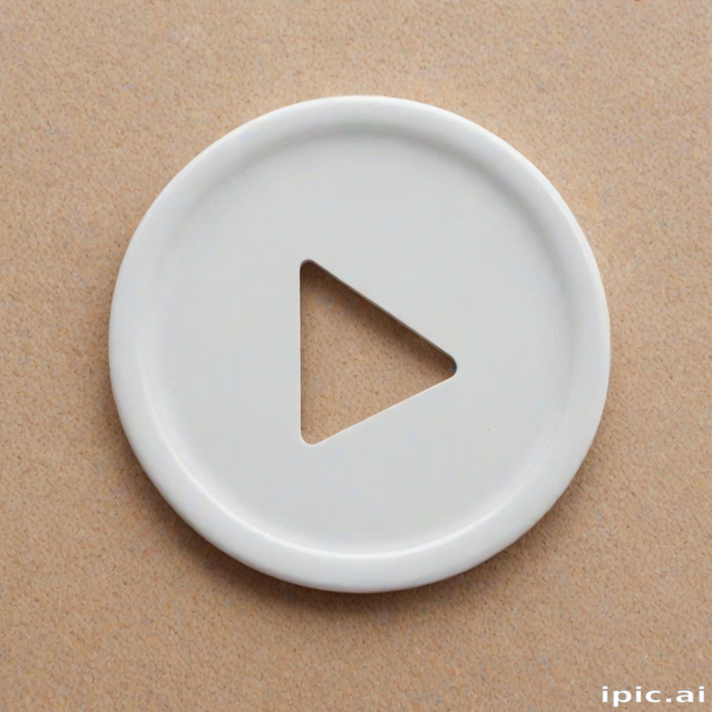A Simple White Button Featuring a Play Icon on a Neutral Background.
