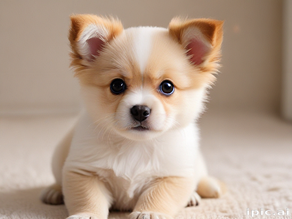 Adorable Puppy with Soft Fur and Bright Eyes Looking Curiously at Camera