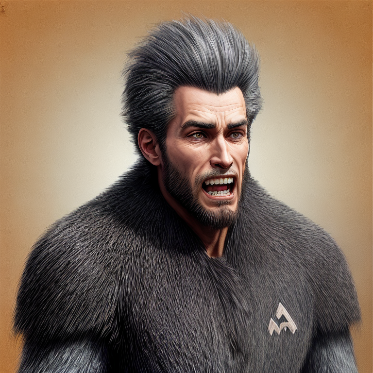 Male beast with sharp teeth surrounded by dirty laundry