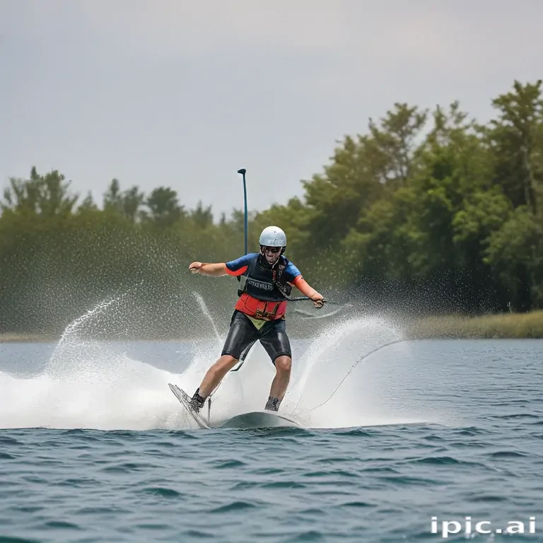 Thrilling Water Sports Adventure: Person Enjoying Wakeboarding on a ...