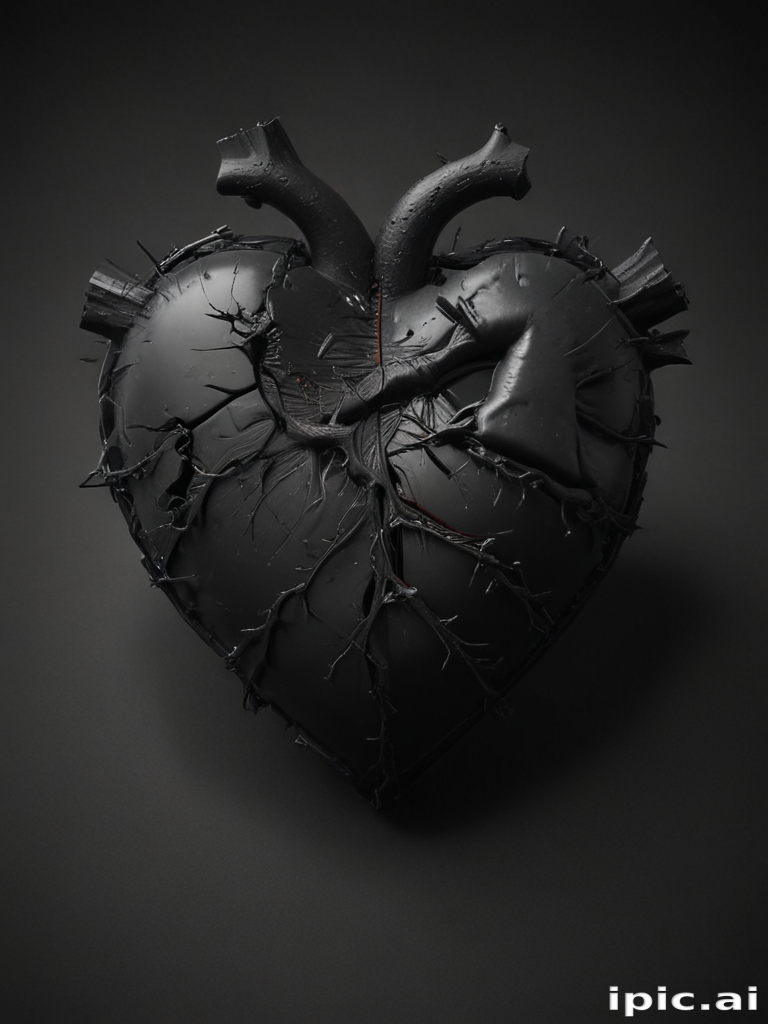 A Dark and Broken Heart Symbolizing Pain, Loss, and Emotional Struggles