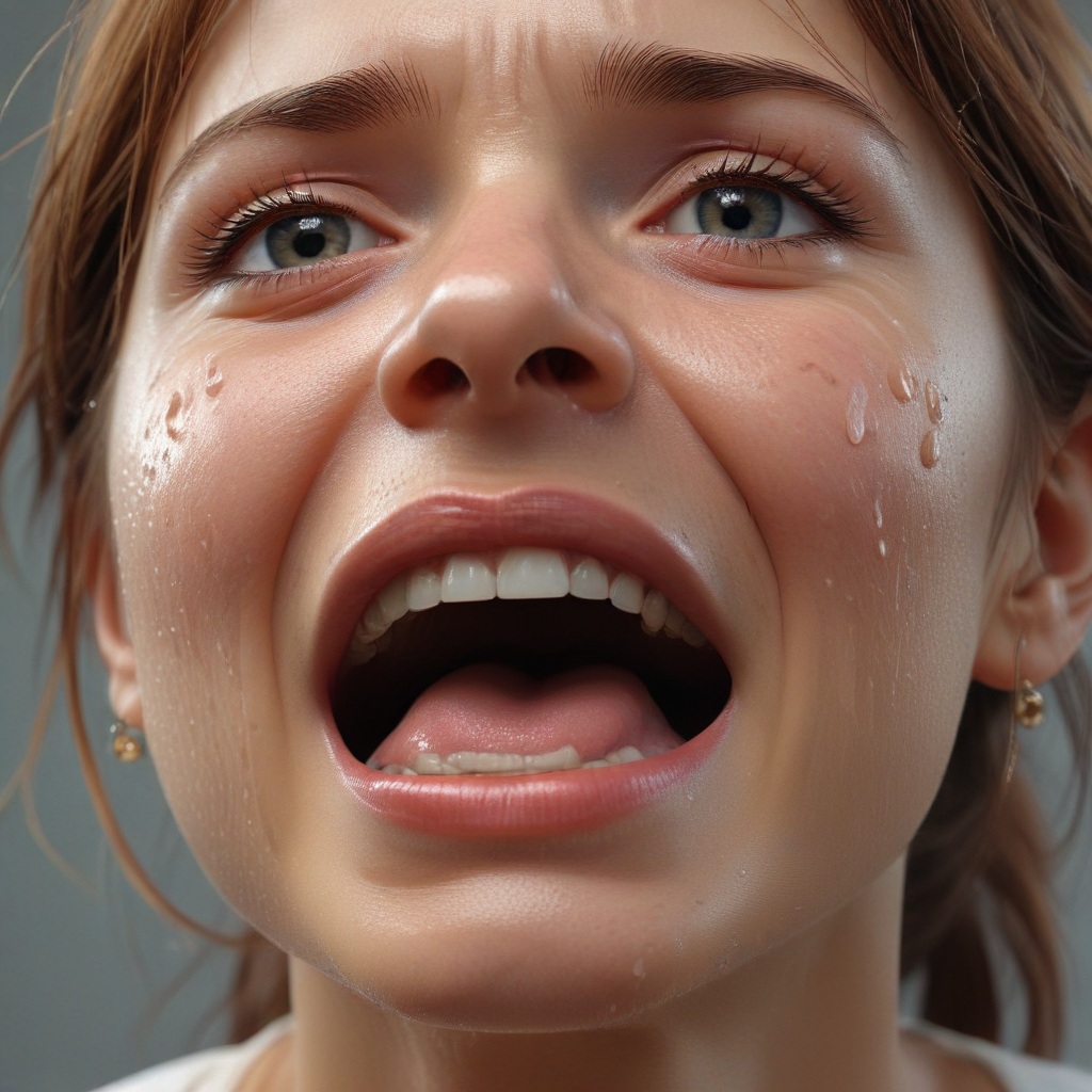 Expressing Intense Emotion: A Close-Up of a Young Woman's Distress