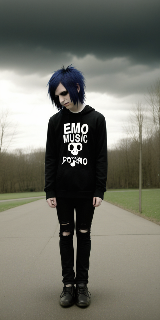 A Gloomy Day with a Young Emo Music Enthusiast in a Park