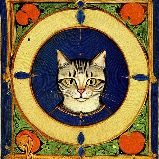 medieval art of a cat