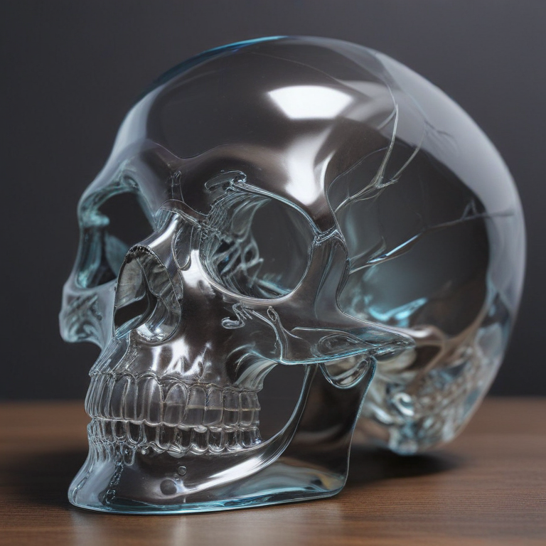 Intricate Glass Skull Sculpture Showcasing Stunning Transparency and Detail