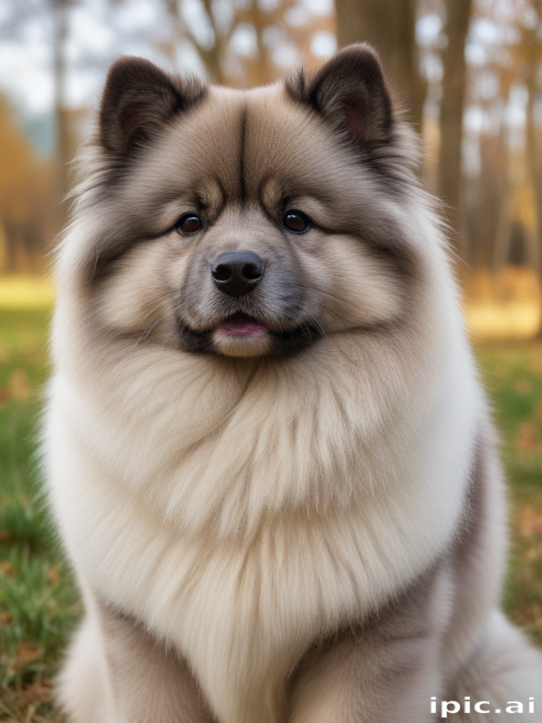 A Beautiful Fluffy Dog Sitting Gracefully in a Natural Outdoor Setting.