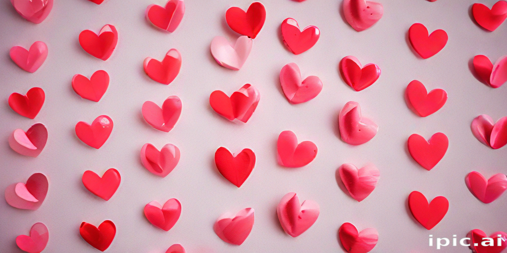 Colorful Display of Paper Hearts in Various Shades of Pink and Red