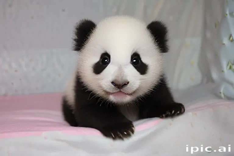 Adorable Baby Panda Playing and Exploring Its Cozy Surroundings Cutely