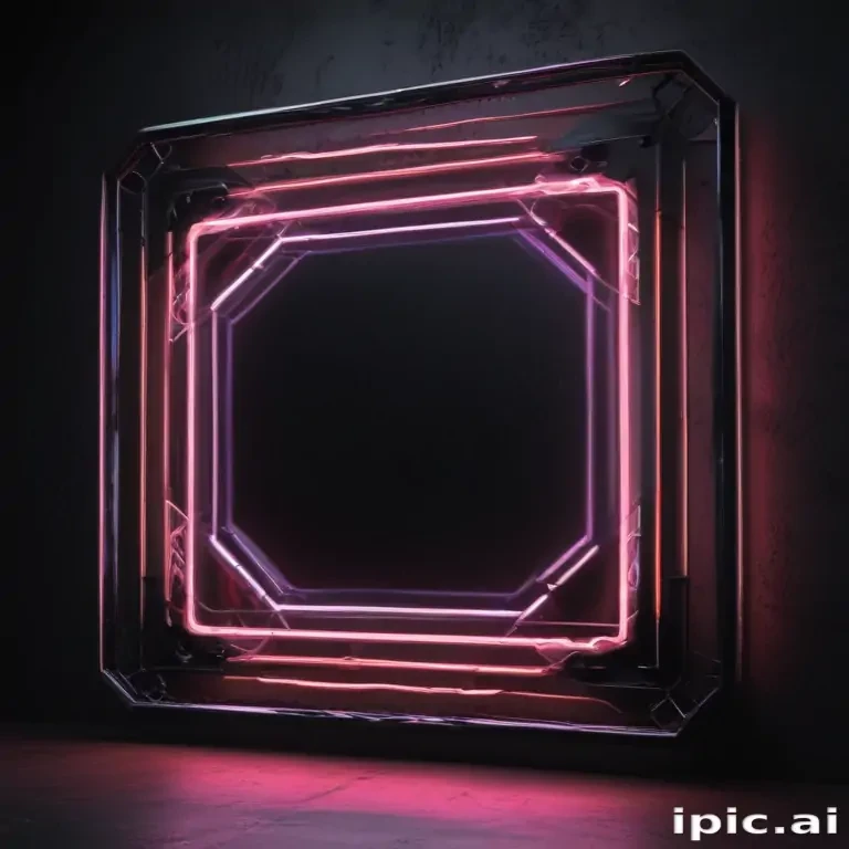 Futuristic Neon Frame with Vibrant Pink and Purple Lighting Effects