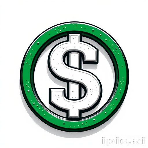 Stylized Dollar Sign Inside a Green Circular Outline with Textured Effects