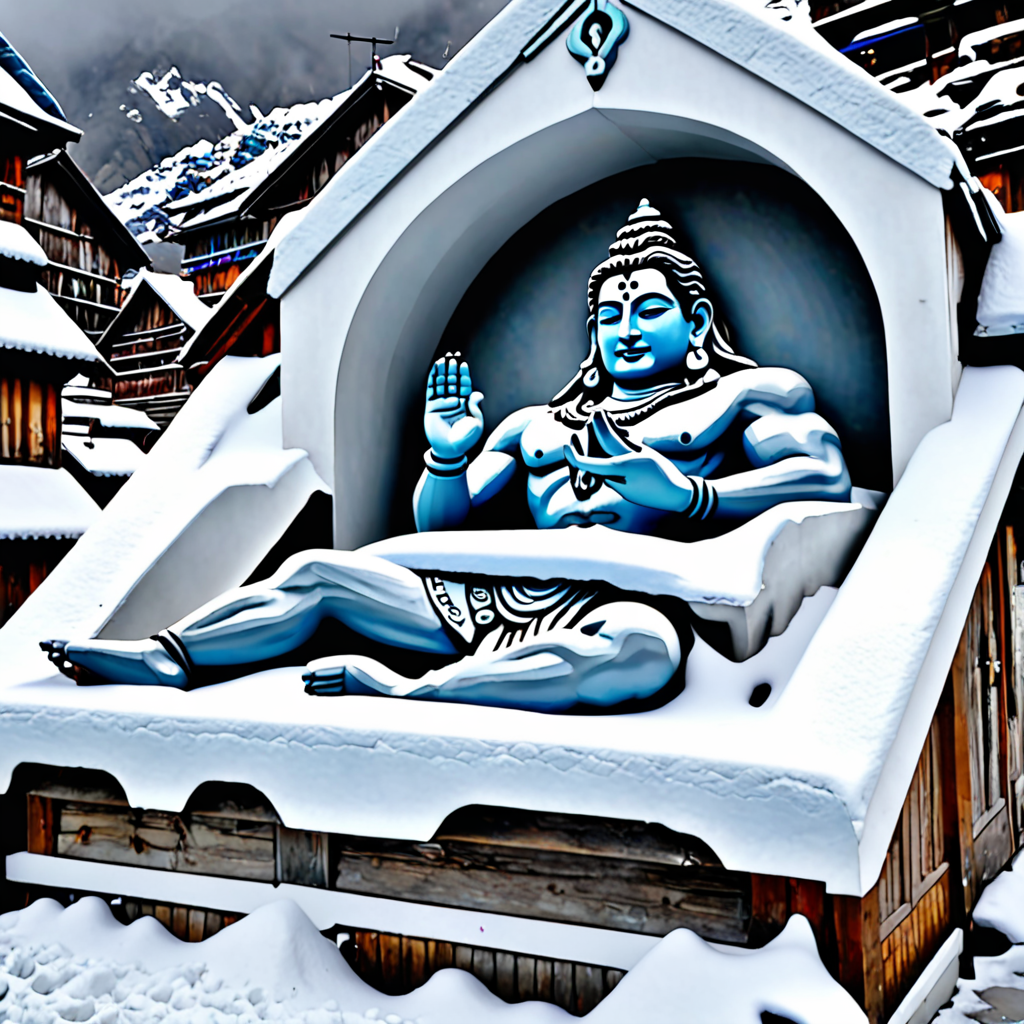 lord shiva sleeping in kedarnath with snow