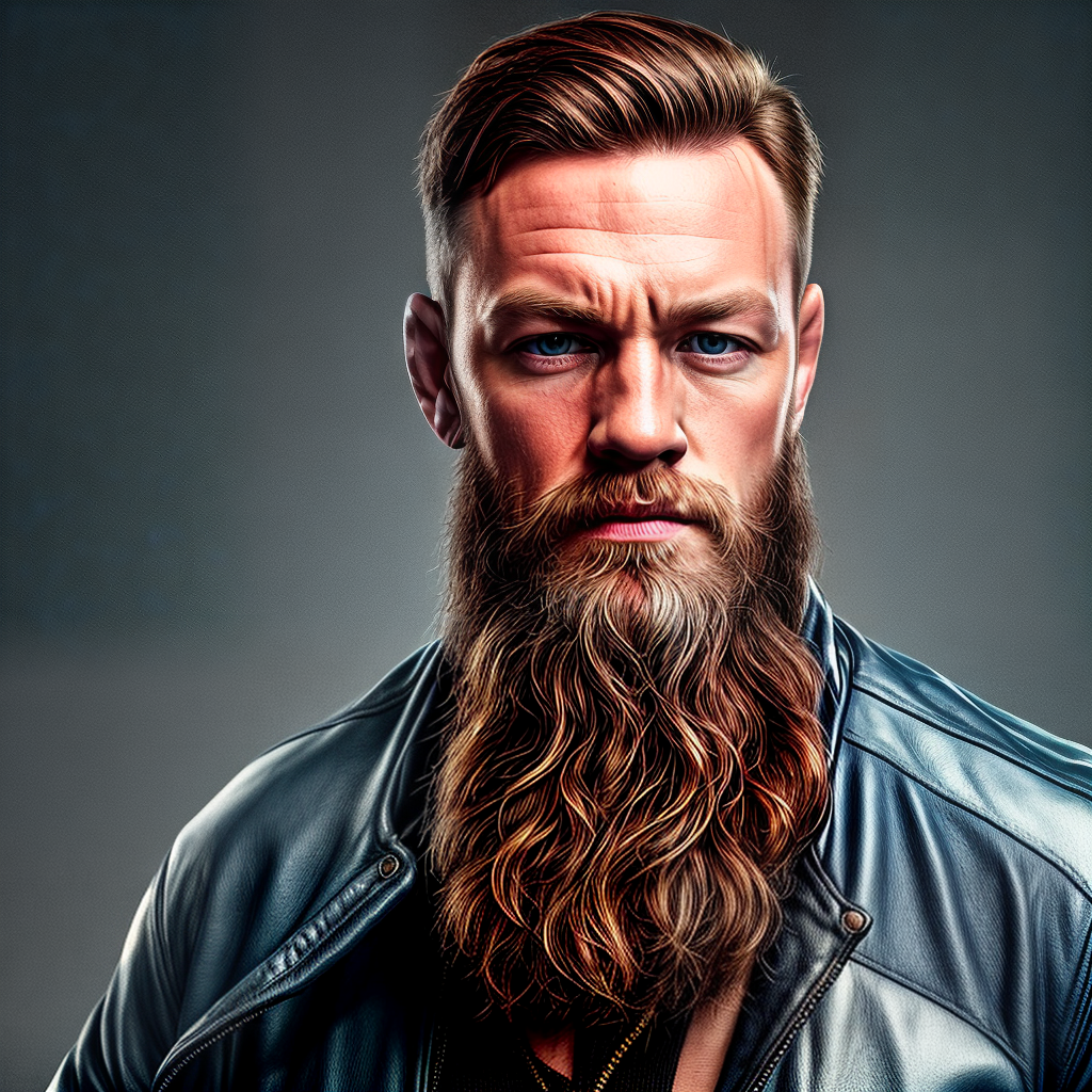 McGregor Portrait: Create a portrait of Conor McGregor with a determined fighting stance ...