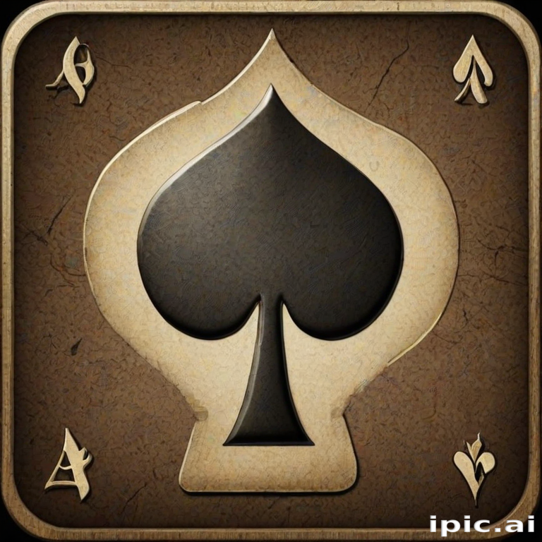 Stylized Black Spade Symbol Set Against a Textured Brown Background