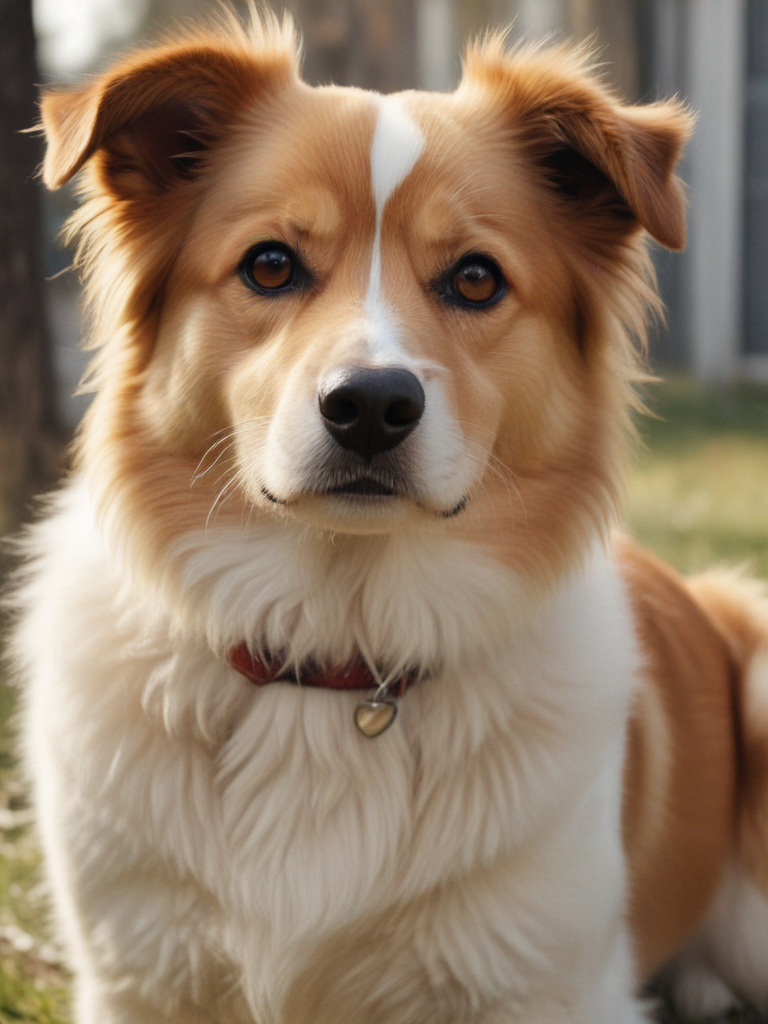 A Beautiful Fluffy Dog with Soft Fur and Expressive Eyes Outdoors.