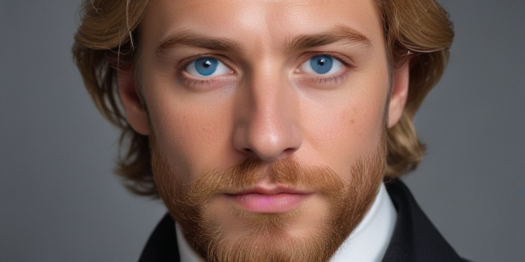 Handsome Tudor Earl Blonde hair & beard, blue eyes head & shoulders ...