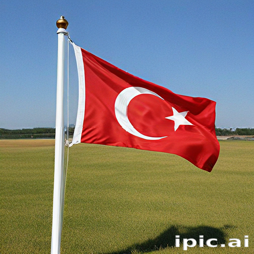 Beautiful Turkish Flag Waving Gracefully Against a Clear Blue Sky