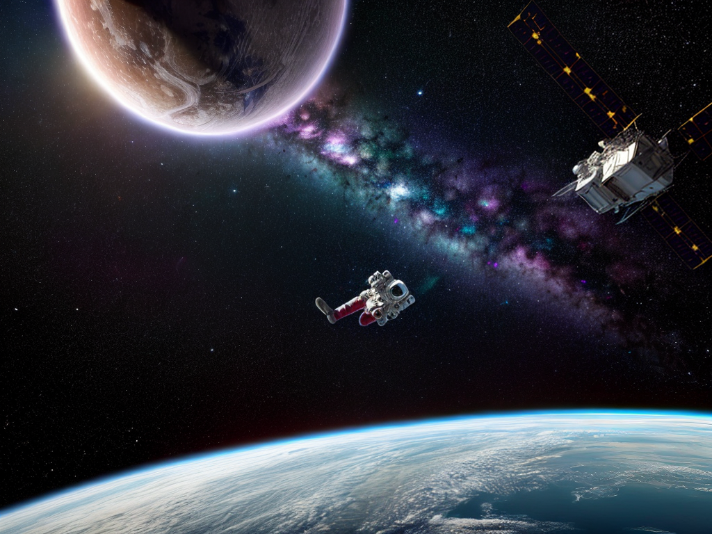 astronaut floating in interstellar space